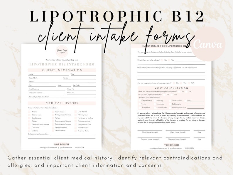 Lipotrophic Vitamin B12 Shot Consent Forms, Weight Loss Injection Forms ...