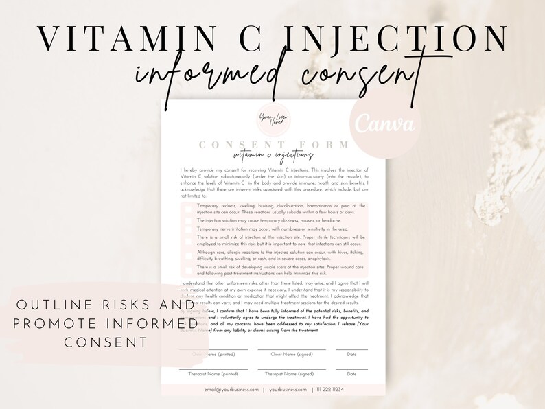 Editable Vitamin C Injection Forms, Consultation Forms, Client Intake ...