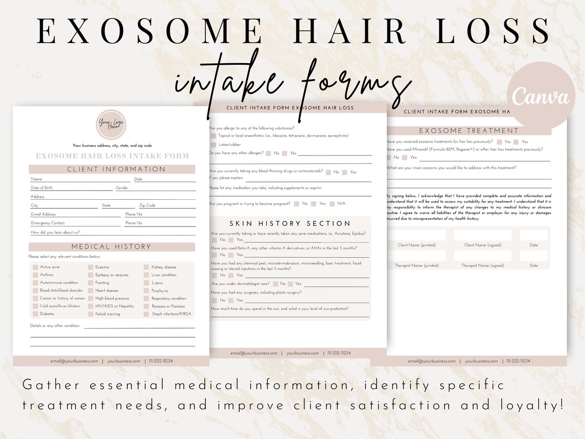 Editable Exosome Hair Restoration Consent Forms, Exosome Hair Loss ...