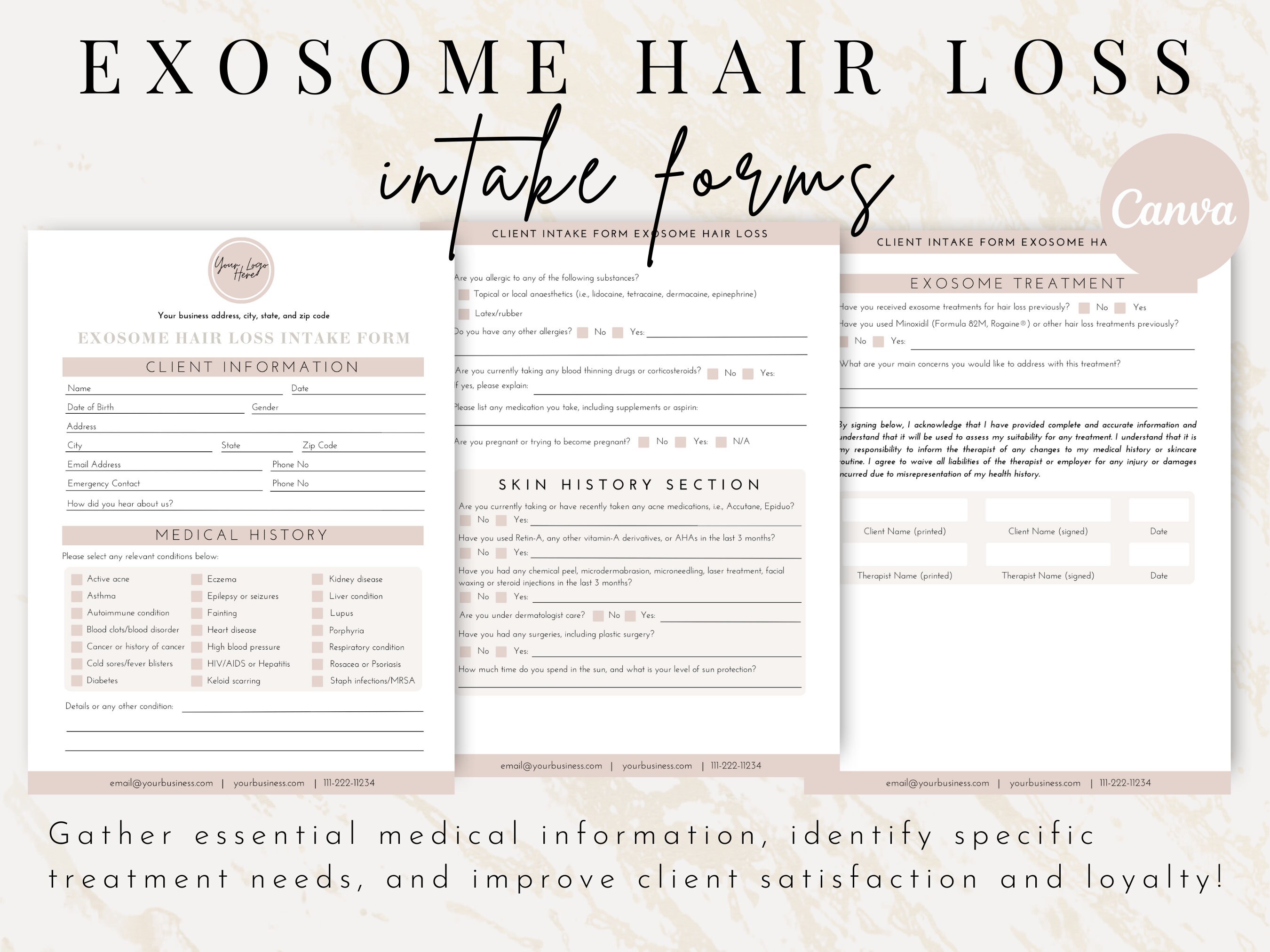 Editable Exosome Hair Restoration Consent Forms, Exosome Hair Loss ...