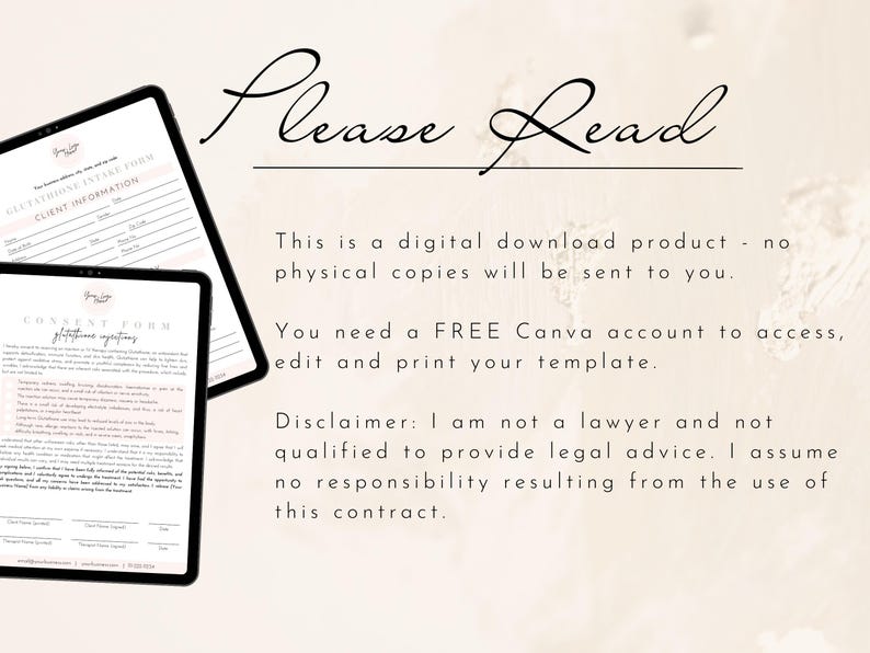 Glutathione Injection IV Drip Consent Intake Form, Glutathione Shot IV ...