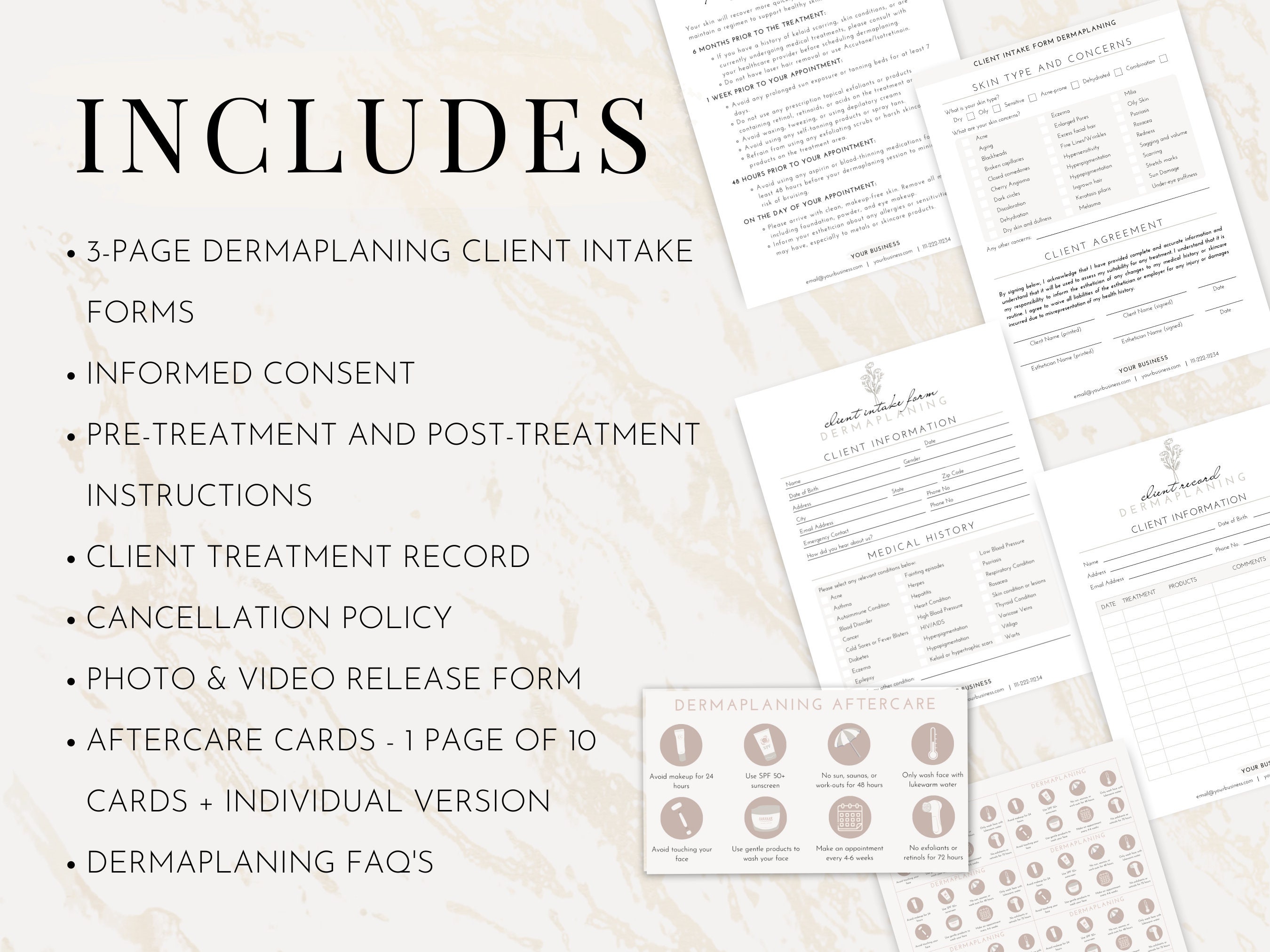 Dermaplaning Forms Bundle, Editable Esthetician Templates, Dermaplaning ...