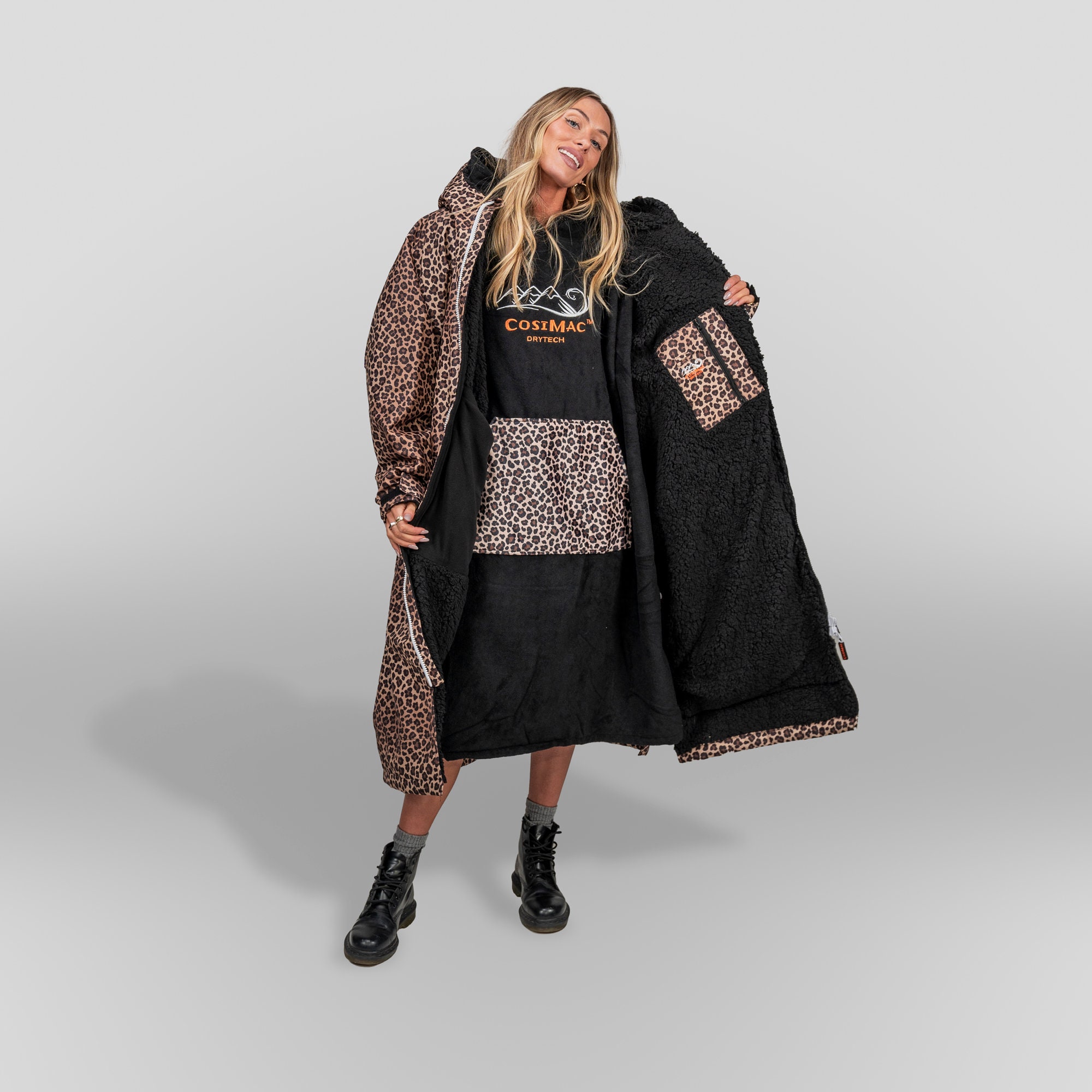 Cosimac Hooded Poncho Towel - Leopard Print - Fast Drying Lightweight ...