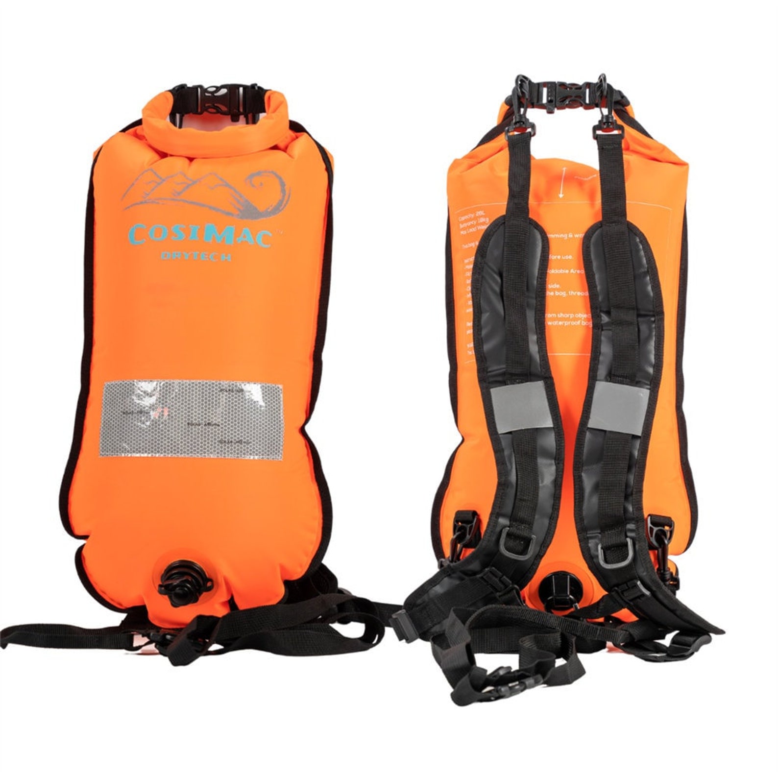 Cosimac 28L Inflatable Back Pack Buoy Bag Swim Float for Open Water and ...