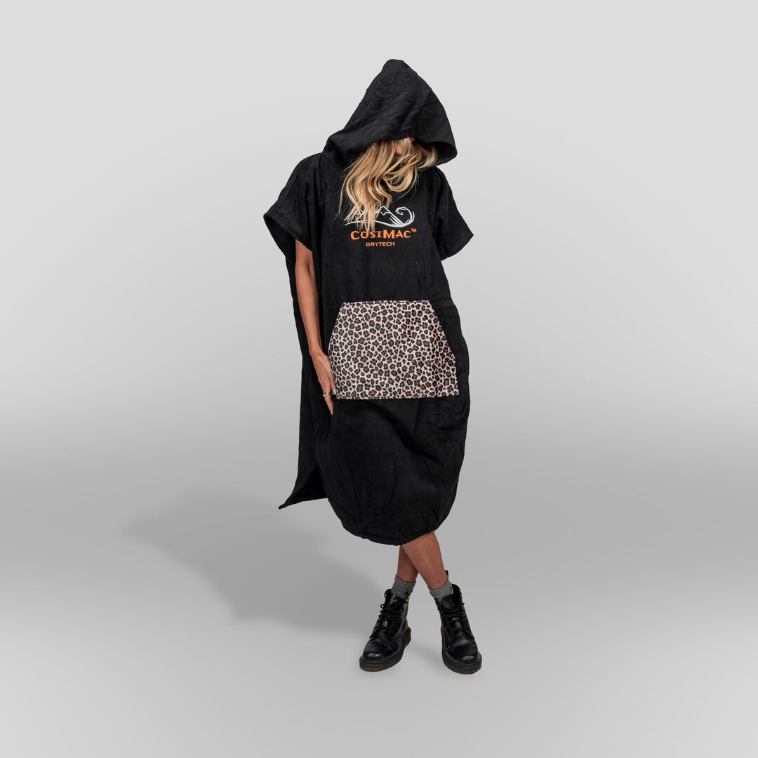 Cosimac Hooded Poncho Towel - Leopard Print - Fast Drying Lightweight ...