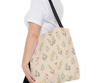 Flowery Tote Bag Spring Aesthetic Wild Roses Bouquet Printed - Etsy