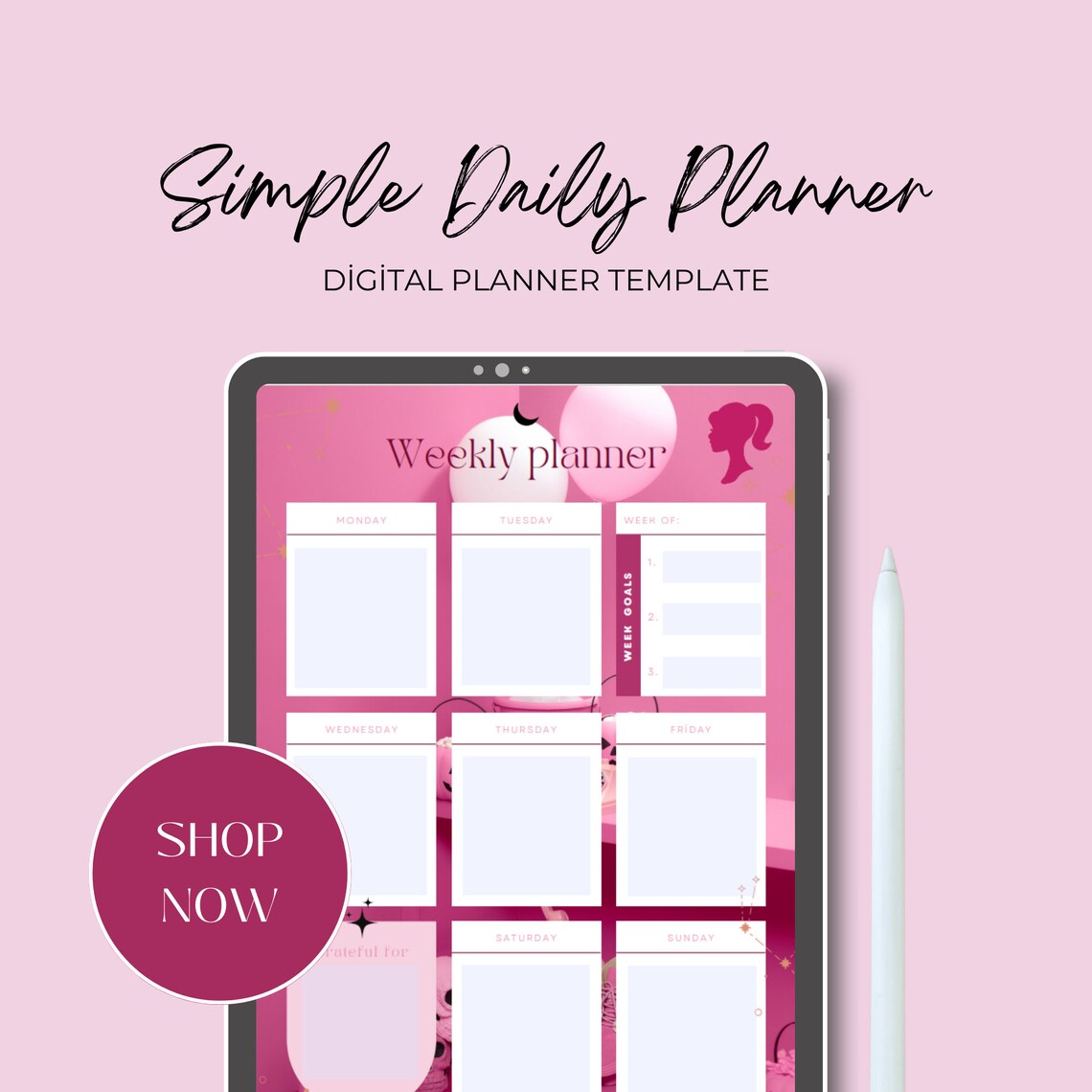 Barbie Weekly Planner, Digital Planner, Printable Planner, Fillable ...