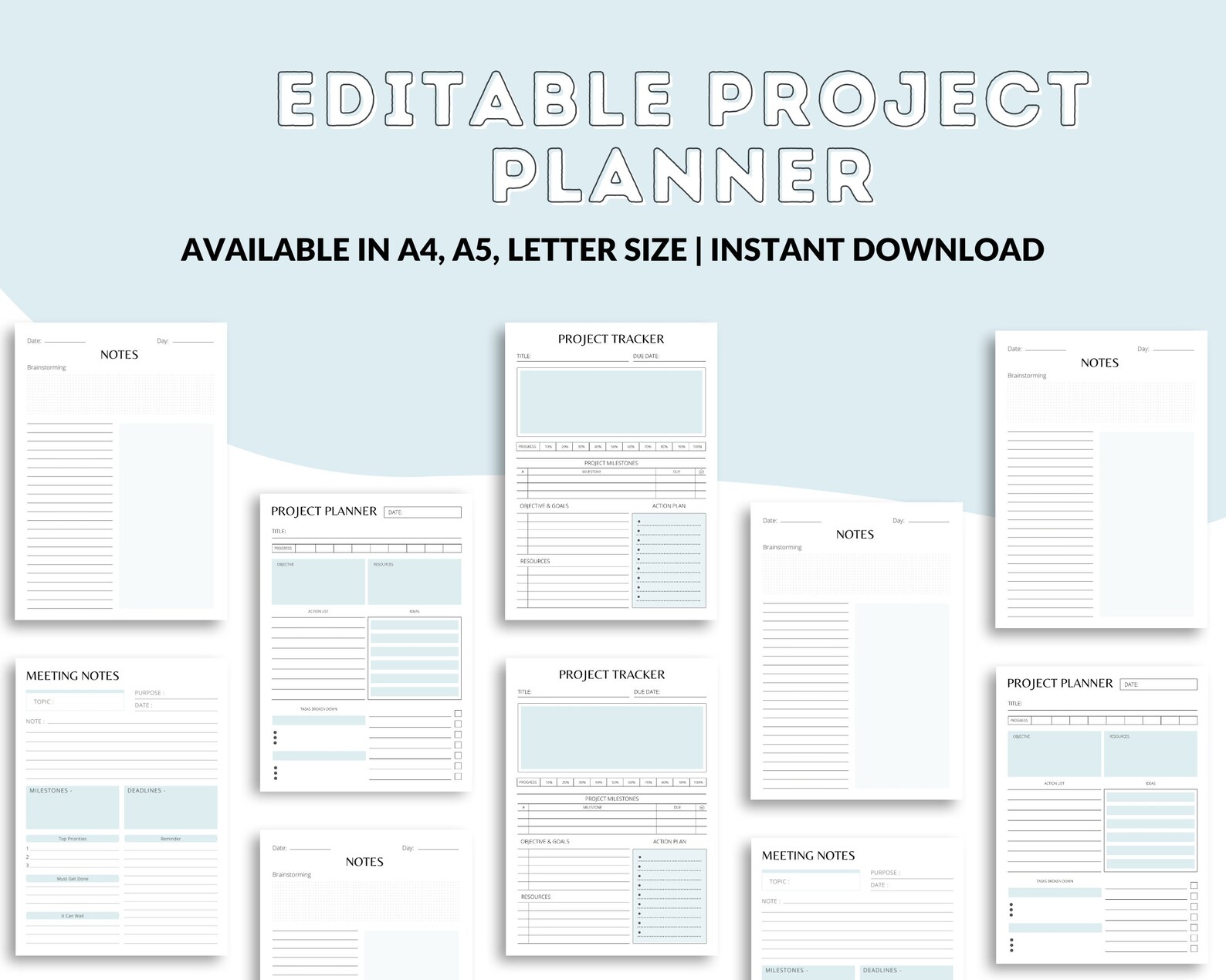 Printable & Editable Project Planner Project Planner Daily Project ...