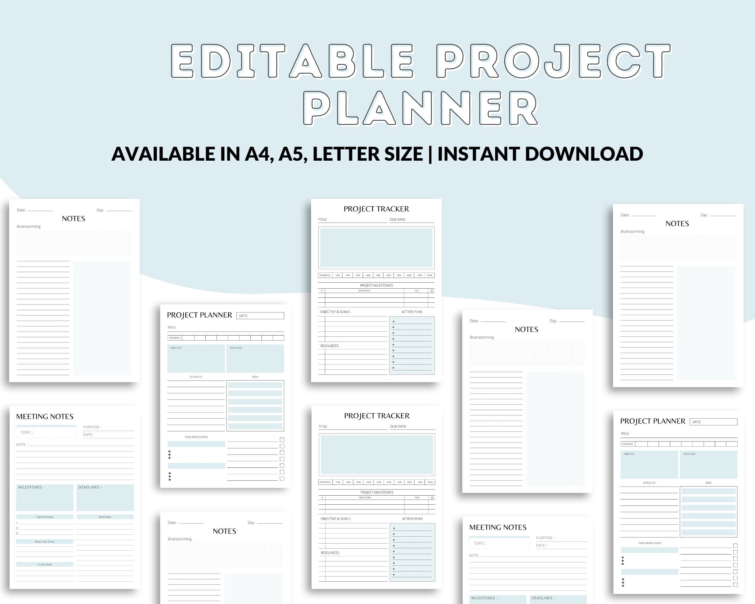 Printable & Editable Project Planner - Project Planner - Daily Project ...