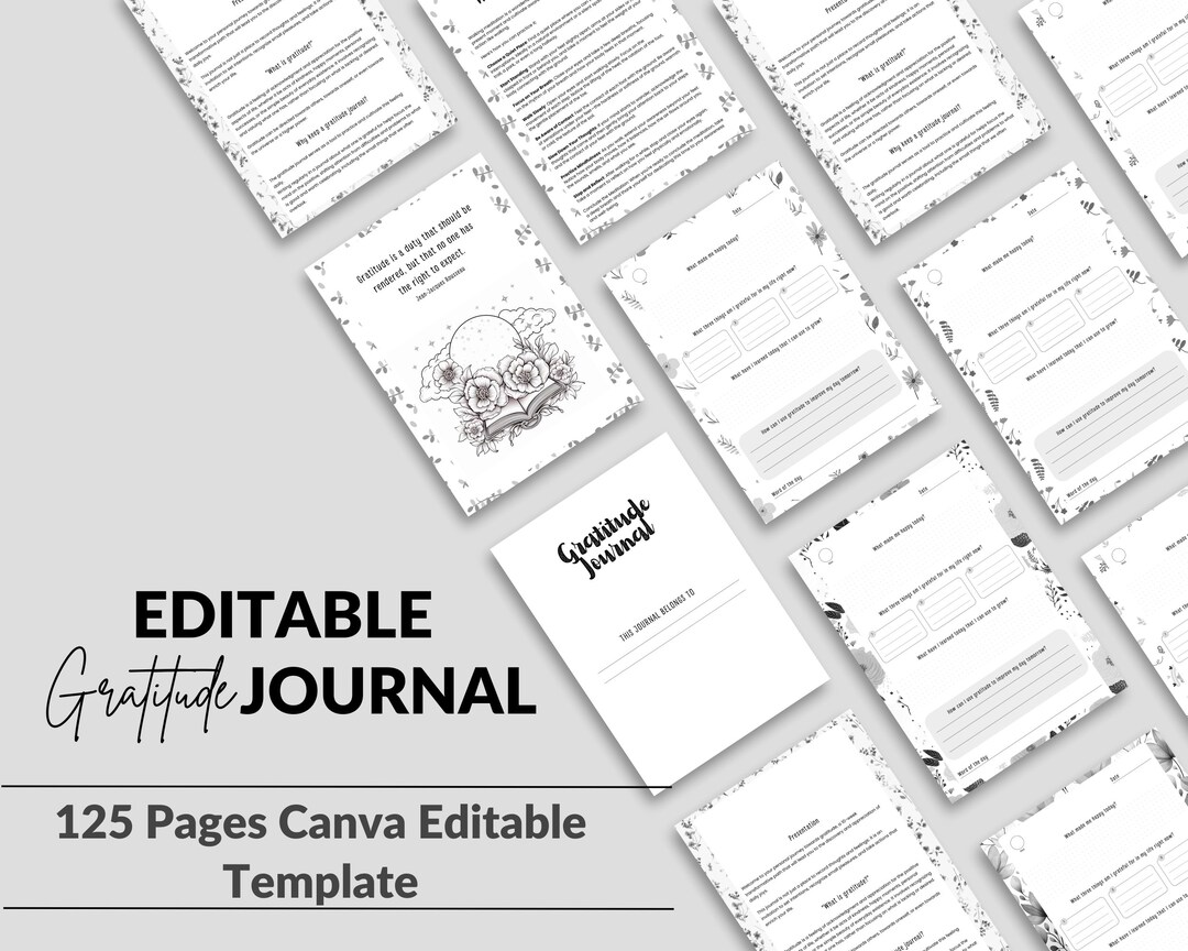 Editable Canva Gratitude Journal - Etsy