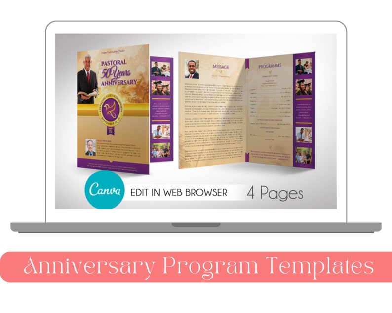 Editable Anniversary Program Templates Event Program Templates Birthday ...