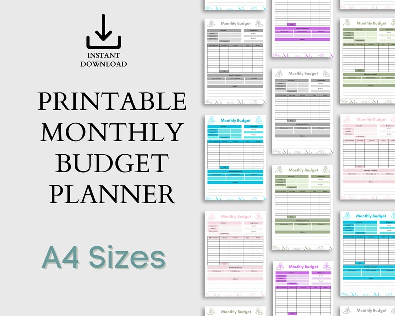 Printable Budget Planner A4 Sizes - Monthly Budget Planner Printable ...