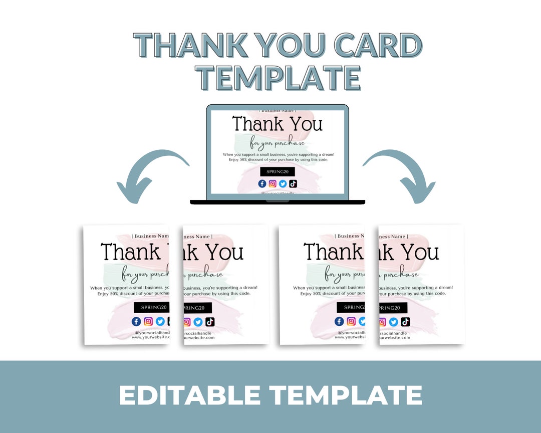 Thank You Card Template - Etsy