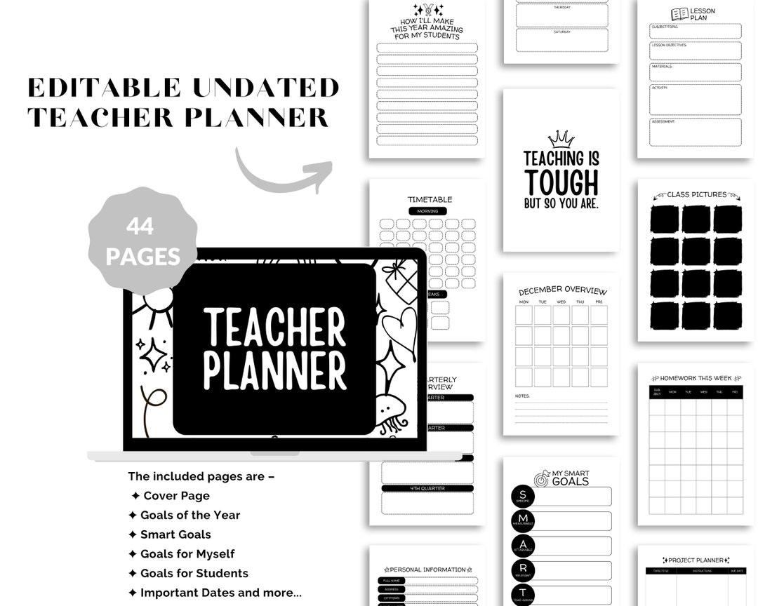 Editable Undated Teacher Planner - Etsy