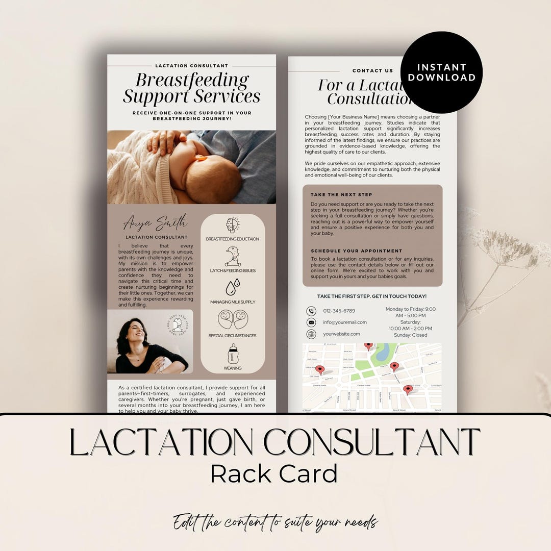 Lactation Consultant Rack Card, Breastfeeding Brochure, Breastfeeding ...
