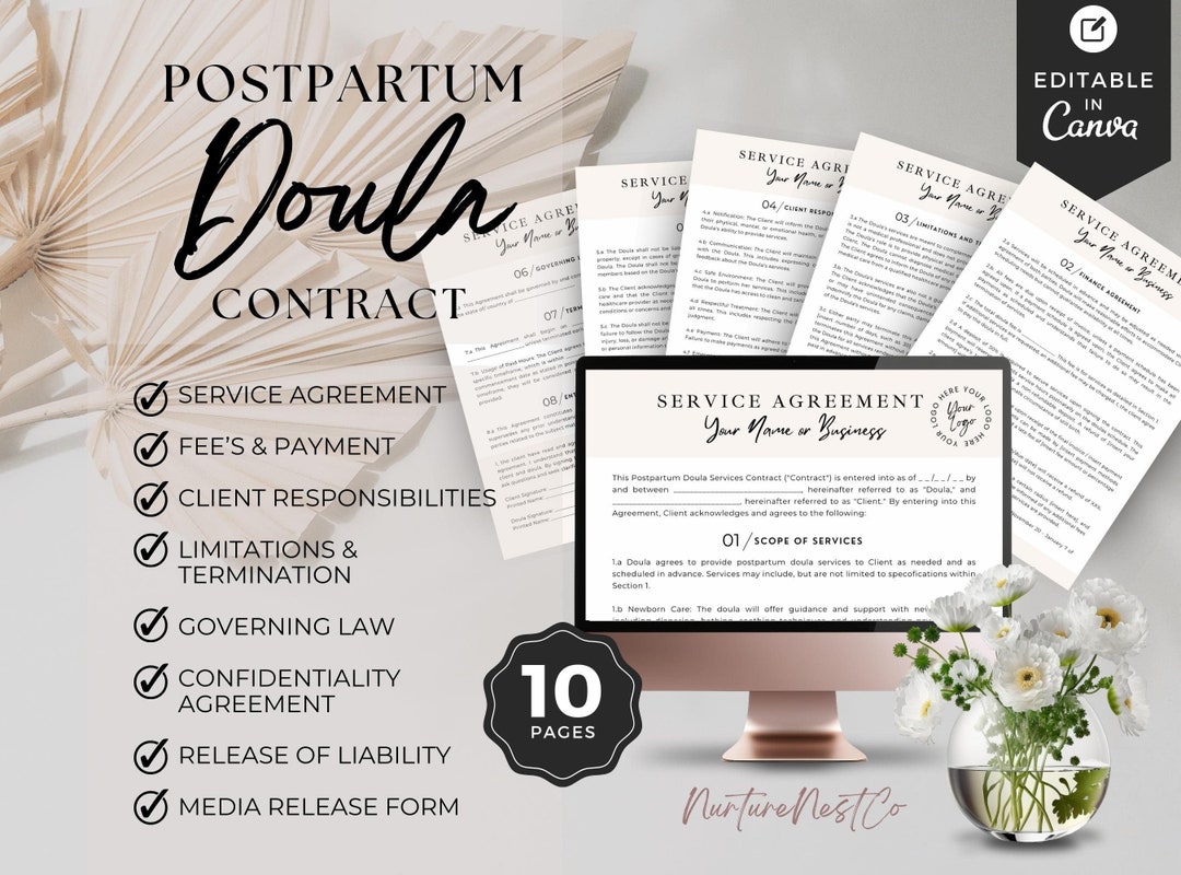 Postpartum Doula Contract, Doula Template, Service Agreement for ...