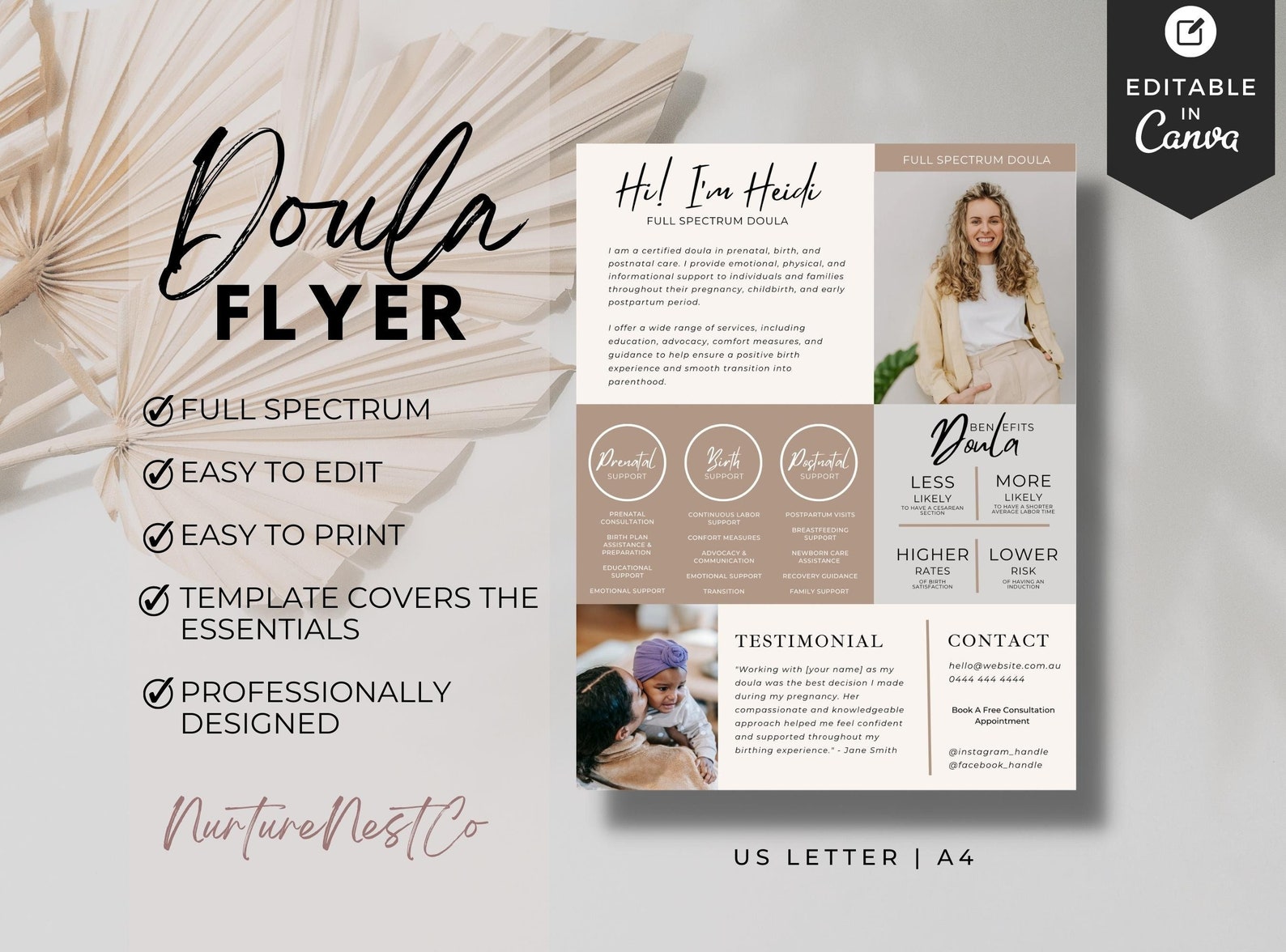 Doula Flyer, Doula Brochure, Doula Business Templates, Full Spectrum ...