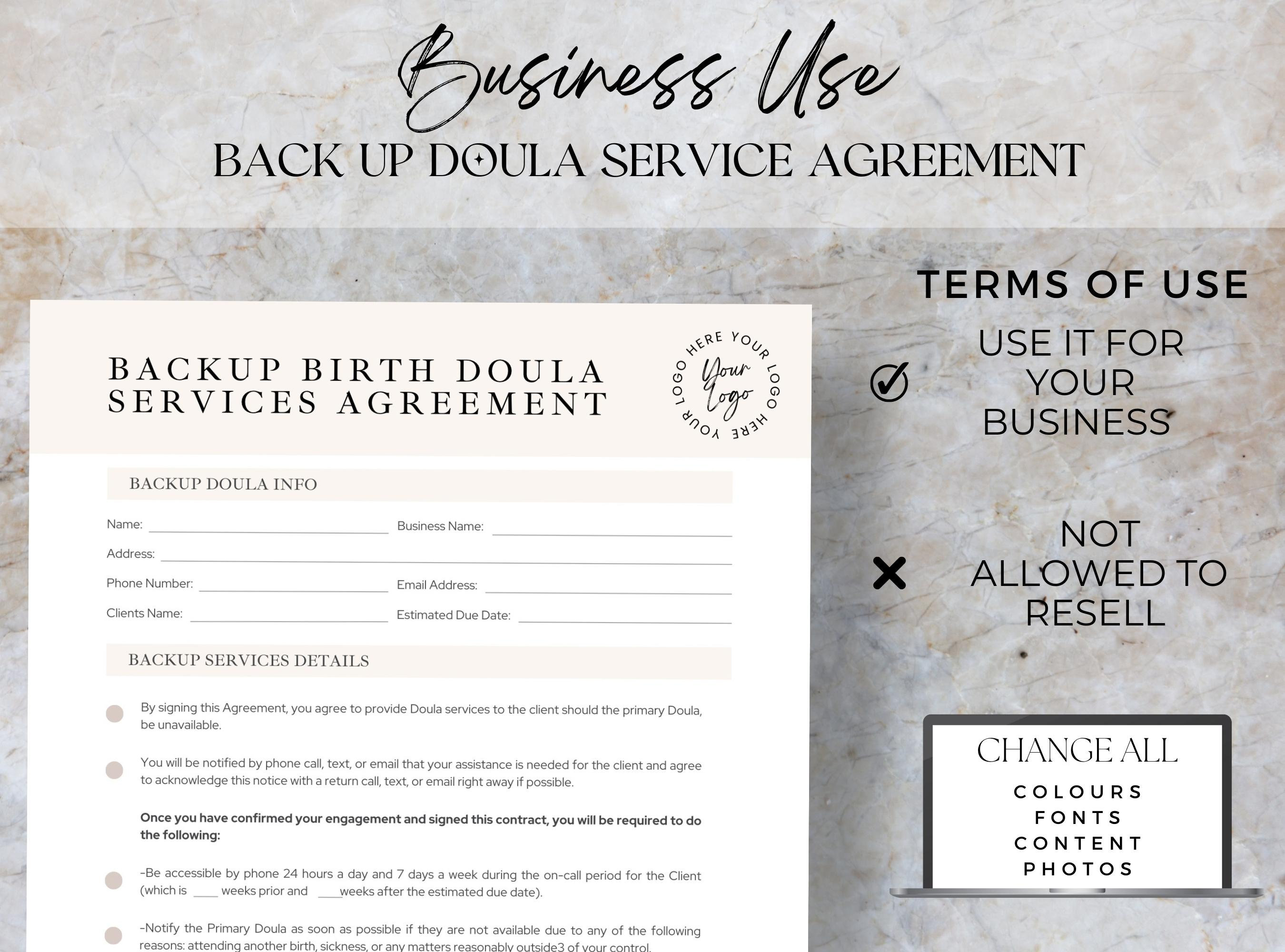 Back up Birth Doula Service Agreement, Back up Doula Finance Agreement ...