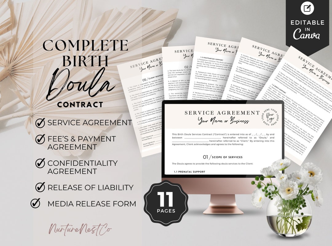 Birth Doula Contract, Birth Doula Template, Service Agreement for Birth ...