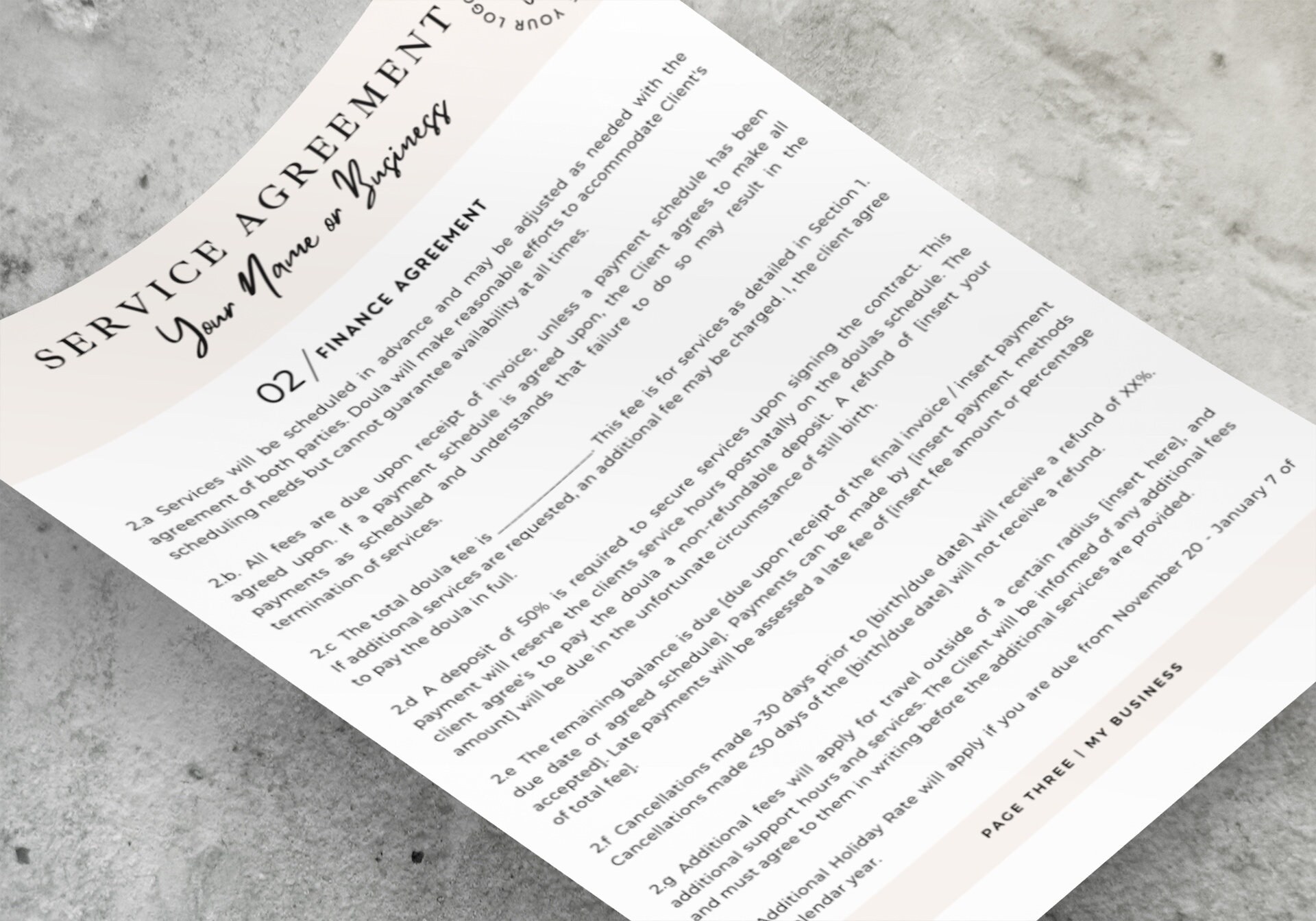 Postpartum Doula Contract, Doula Template, Service Agreement for Postpartum Doulas, Tools and ...