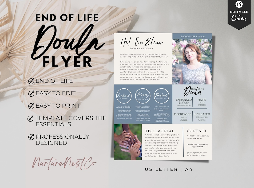 End of Life Doula Flyer, Death Doula Business Brochure, End of Life ...