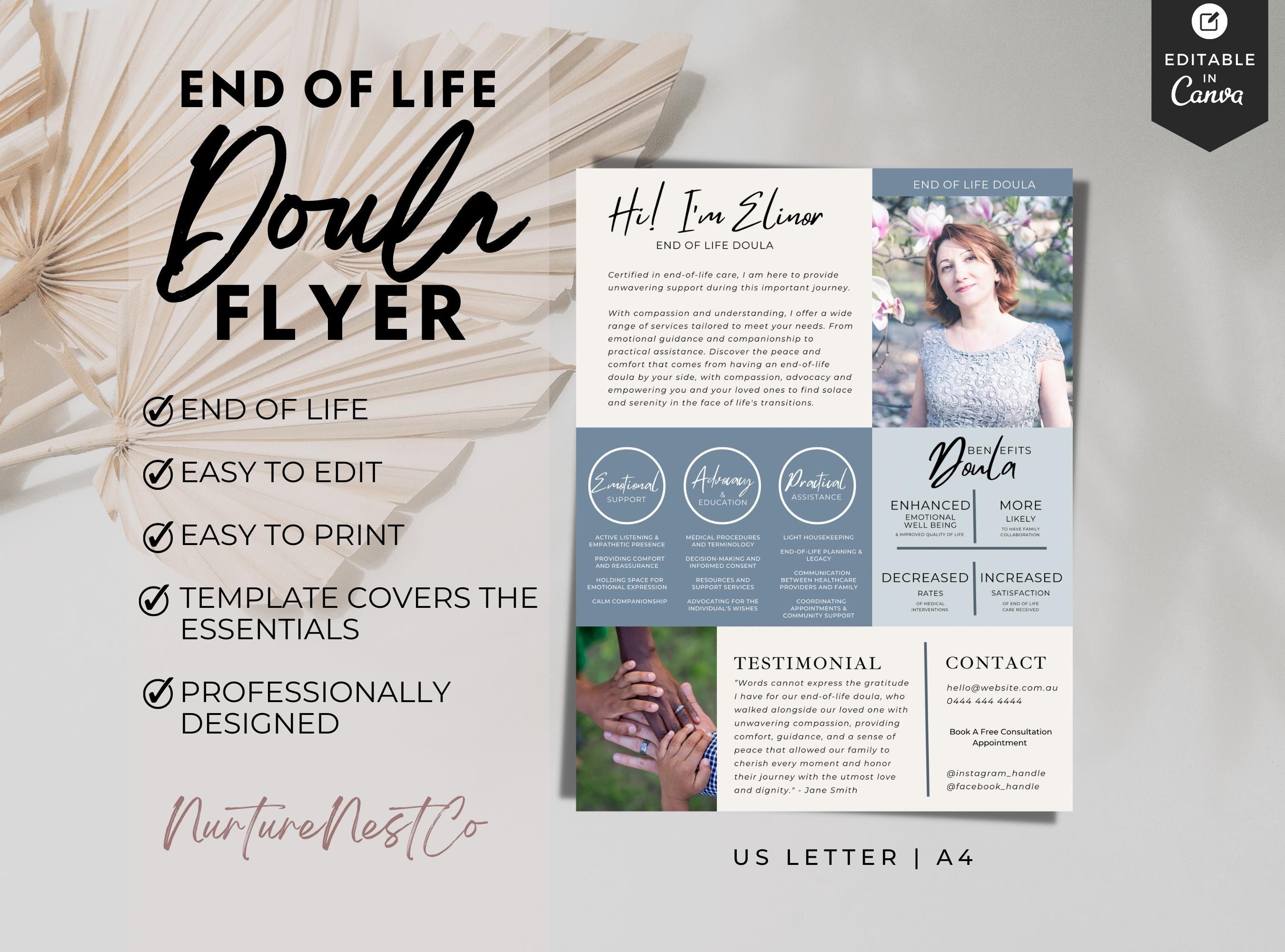 End of Life Doula Flyer, Death Doula Business Brochure, End of Life ...