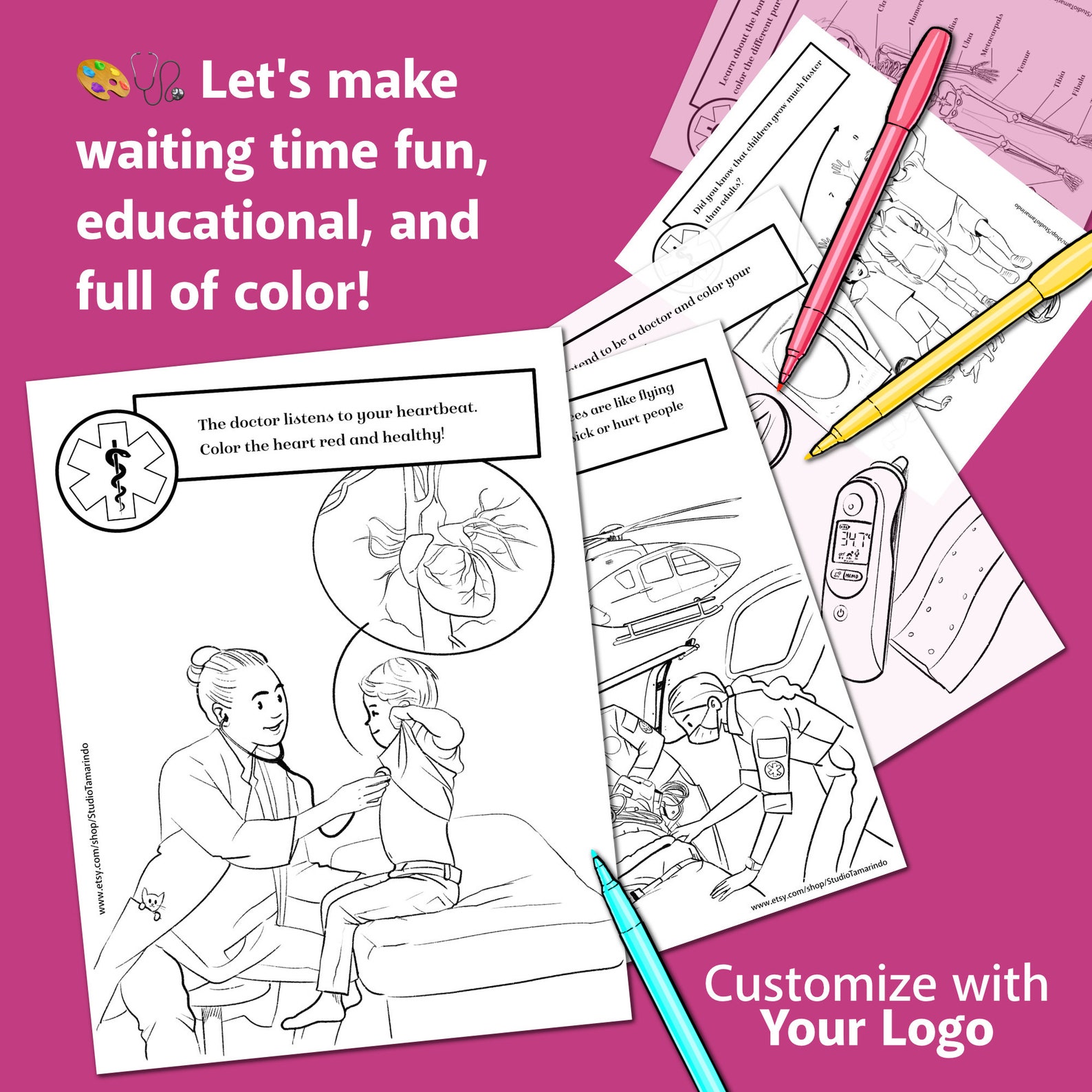 Medical Coloring Pages Custom Coloring Sheets for Kids Waiting Room ...