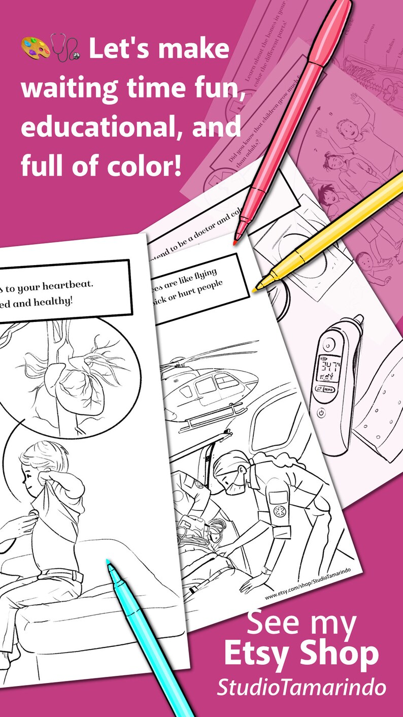 Medical Coloring Pages Custom Coloring Sheets for Kids Waiting - Etsy