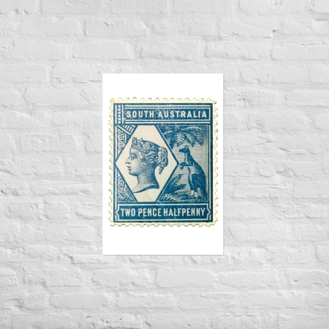 South Australian Two Pence Poster Print Aussie Gift Blue Postage Stamp ...