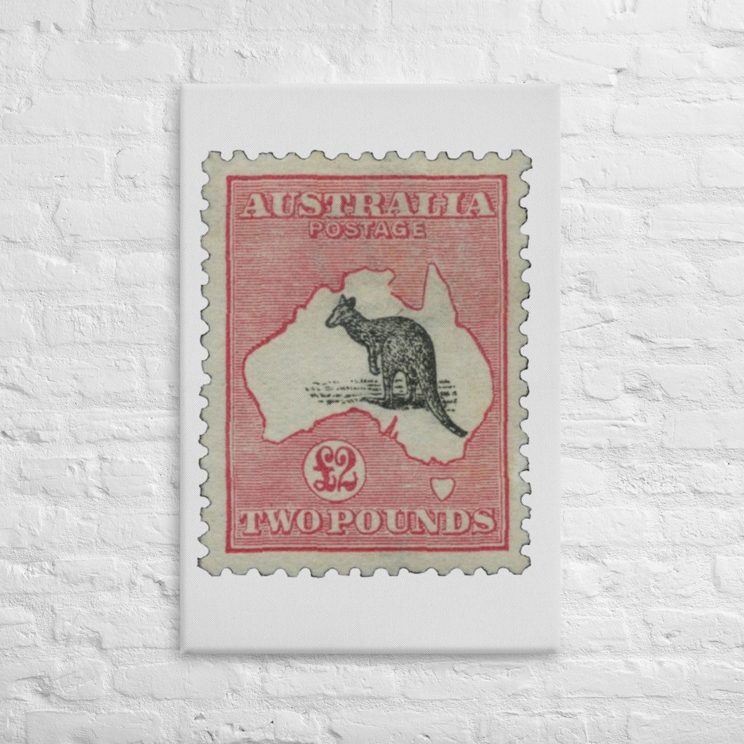 Australian Kangaroo Canvas Print Aussie Gift Red Postage Stamp - Etsy