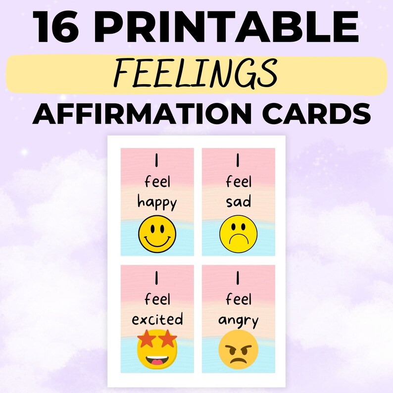 Printable Feelings & Emotions Affirmation Cards Positive - Etsy