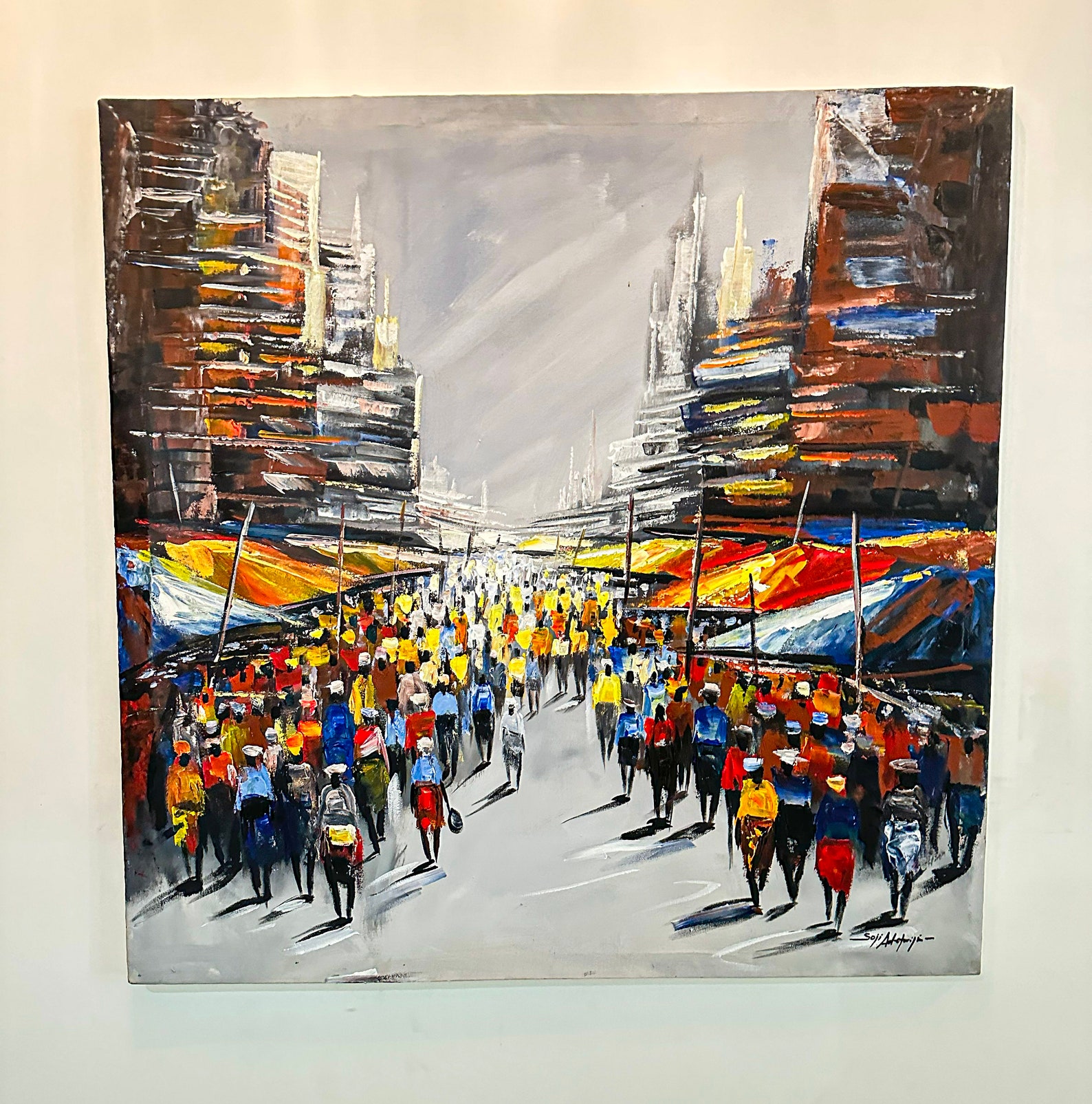 Lagos Art Canvas Painting Rural Africa Handmade Painting Large - Etsy