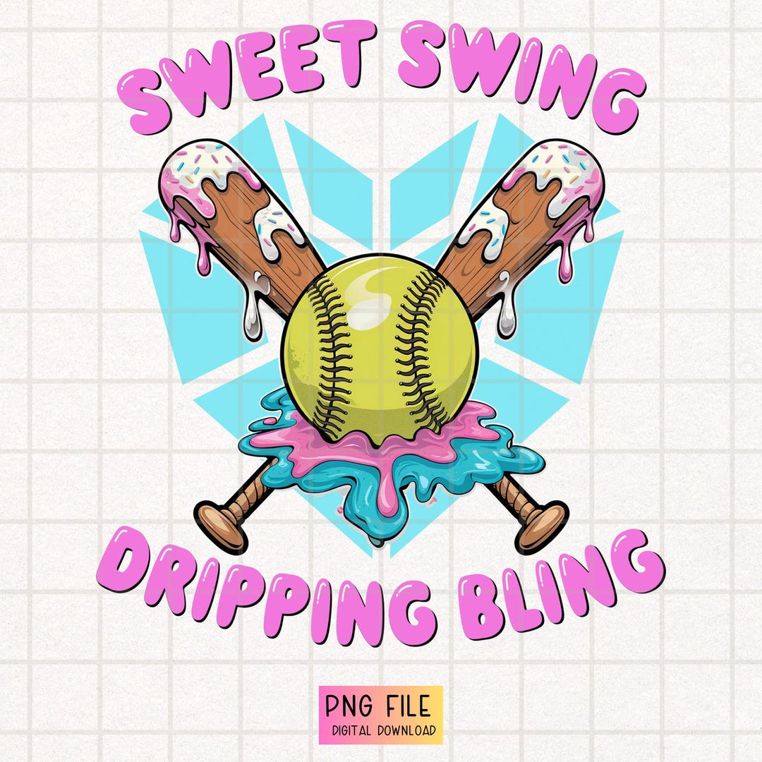 Softball Game Day, Sweet Swing Softball PNG, Dripping Baseball Svg ...