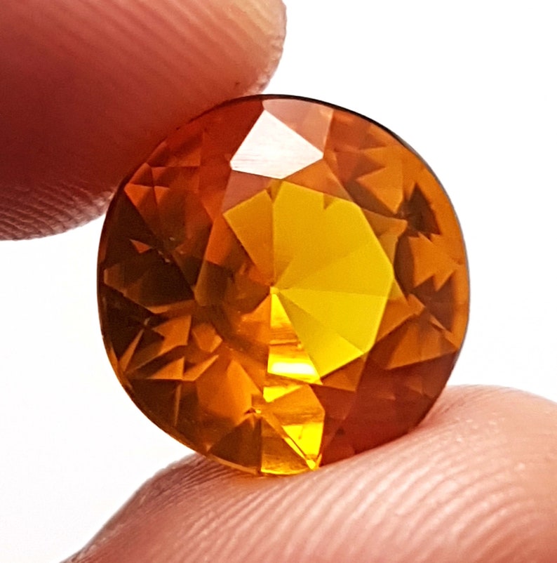 Saphir orange naturel de 10 carats, forme ronde, saphir orange de ...