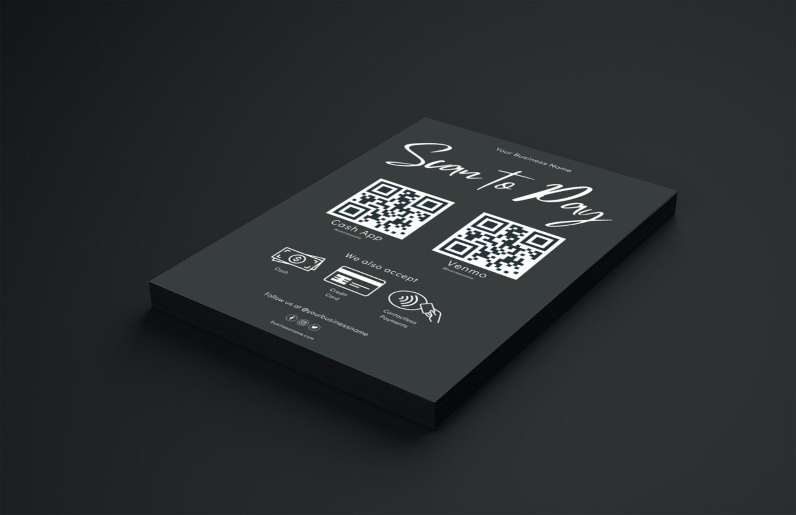 Scan to Pay Sign Template for Small Business, Editable QR Code Sign ...