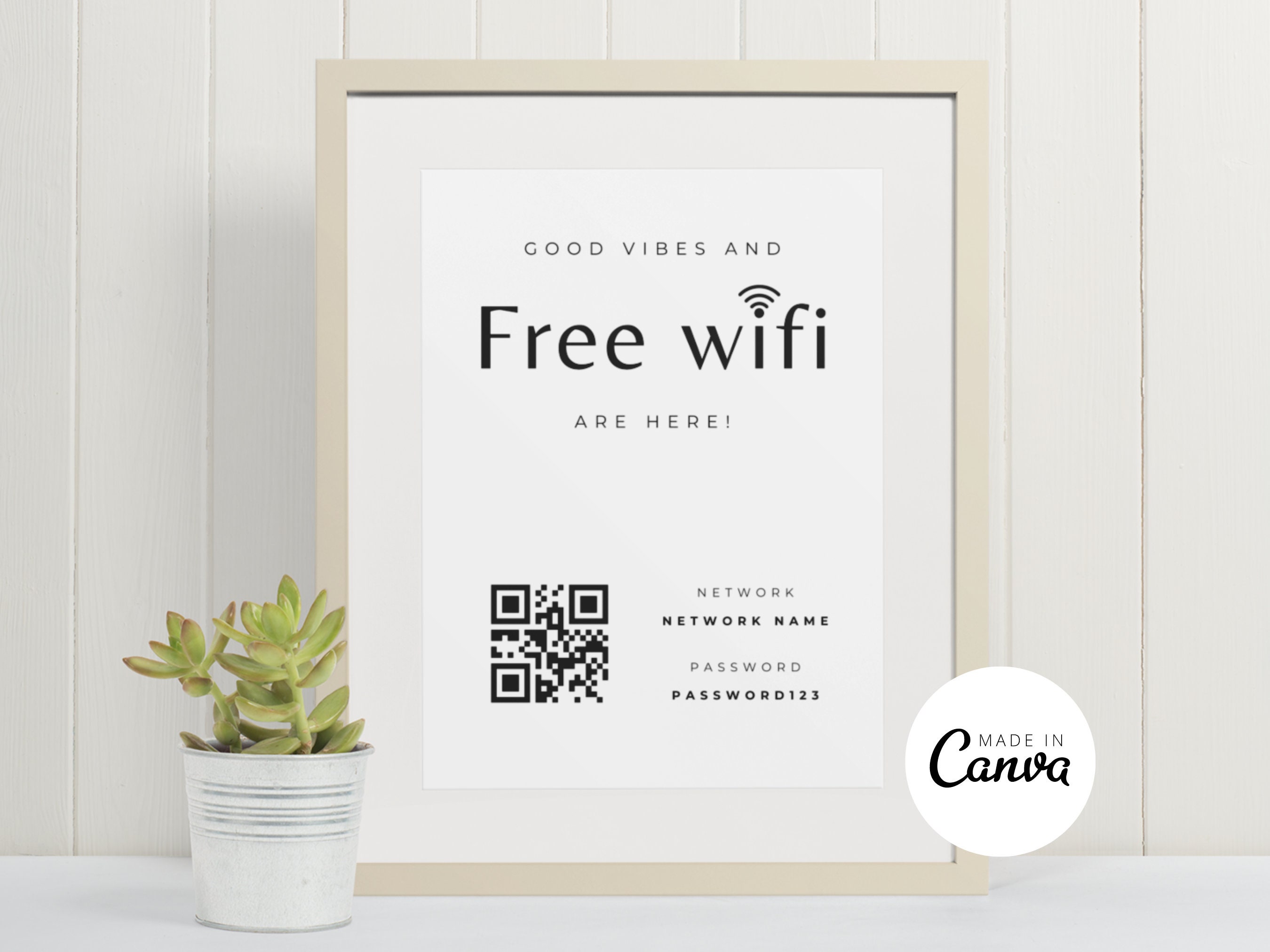 Wifi Password Sign, Wifi QR Code, Airbnb Wifi Sign, QR Code Sign ...