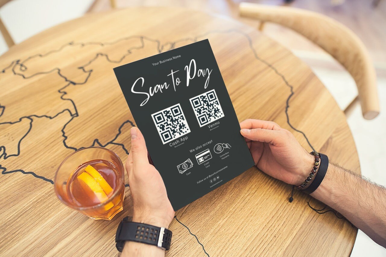 Scan to Pay Sign Template for Small Business, Editable QR Code Sign ...