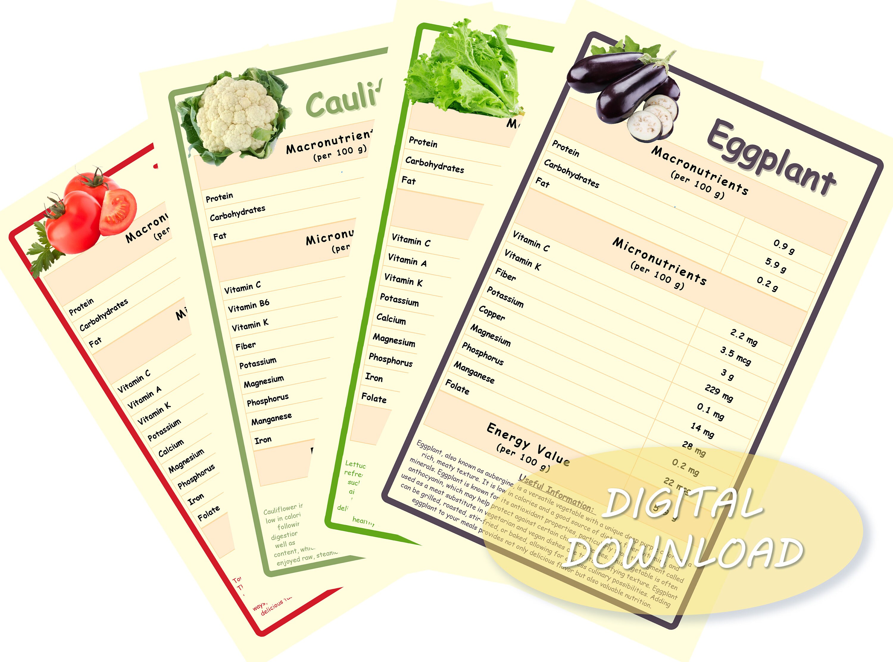 The Nutrient Guide: A Handbook for Healthy Eating. Part2- Vegetables - Etsy