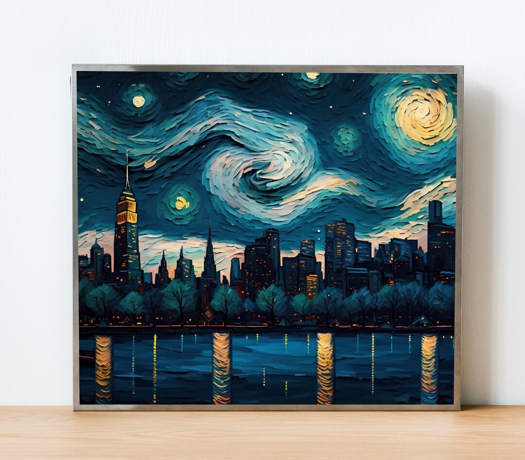 New York Van Gogh Style Skyline Poster NY Cityscape Decor - Etsy
