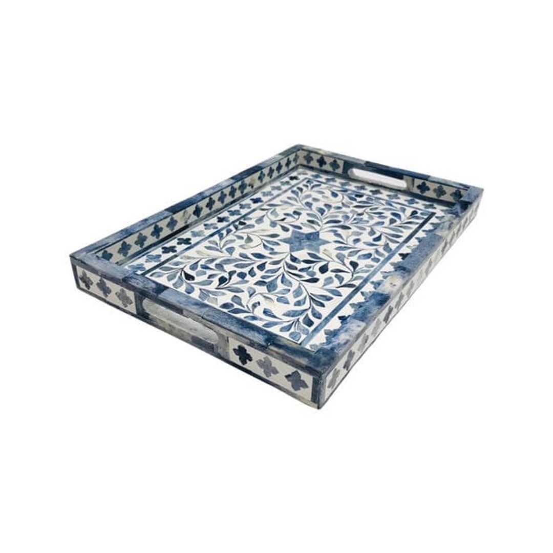 Bone Inlay Serving Tray Elegance in Bone: Serving Trayor artistry in ...