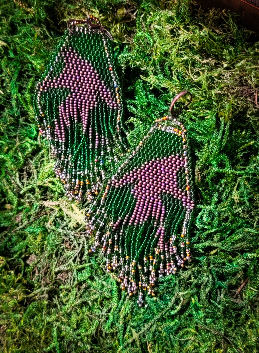 Green Bigfoot Sasquatch Beaded Fringe Earrings - Etsy