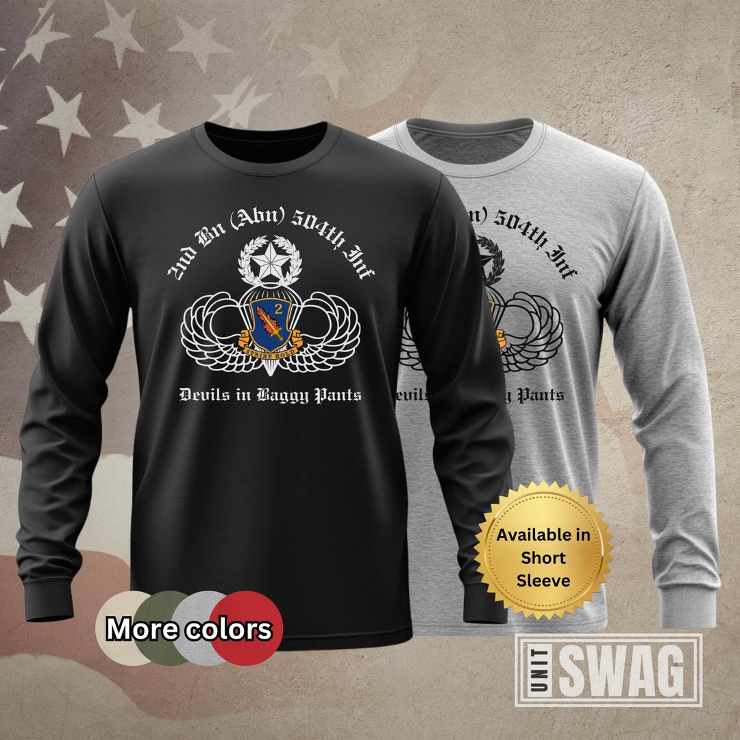 2-504th Infantry Regiment, Long Sleeve, T-shirt, PIR, White Devils ...