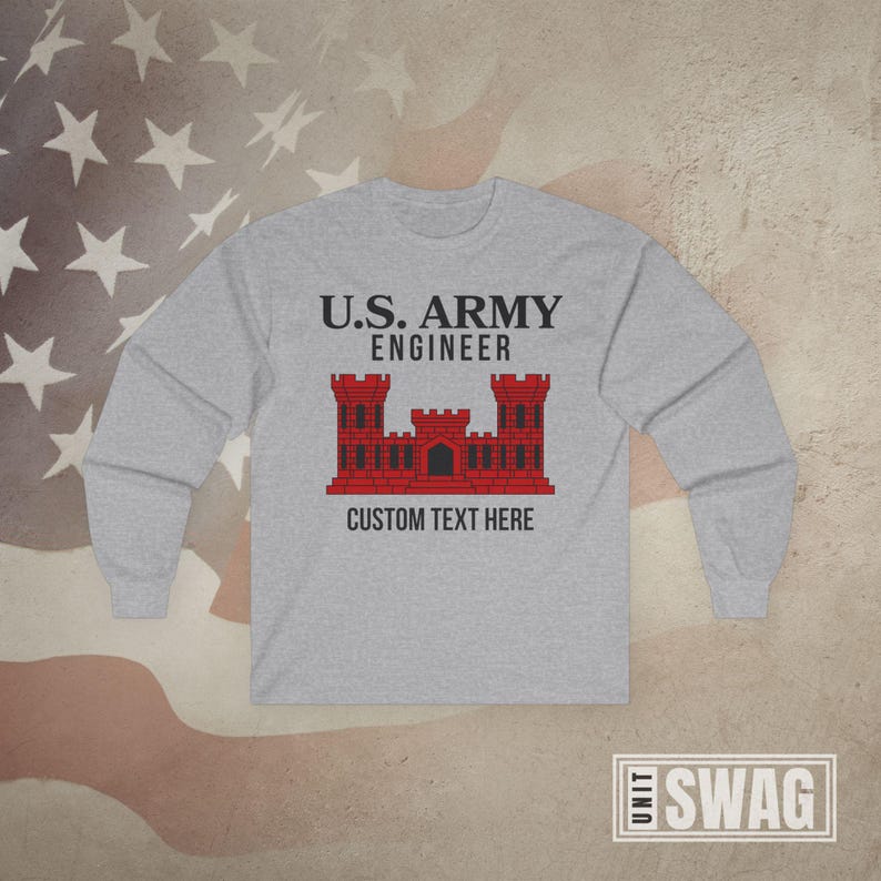 Army Engineer, Long Sleeve, T-shirt, Personalized, Combat Engineer, 12B ...