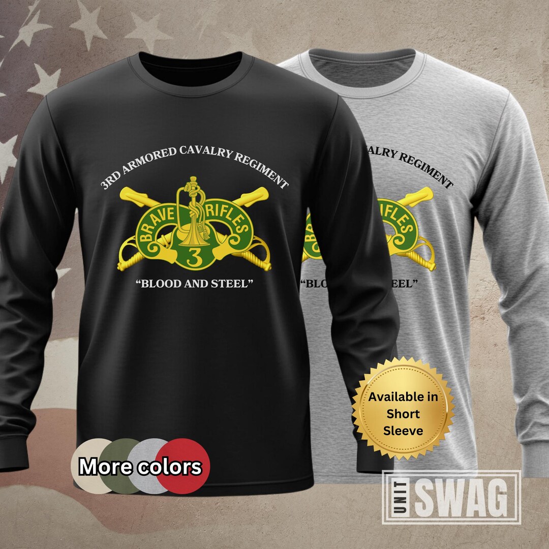 3rd Armored Cavalry Regiment, Long Sleeve, T-shirt, 3 ACR, Brave Rifles ...