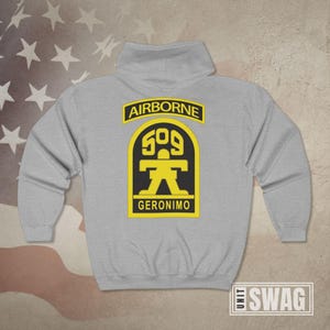 509th Parachute Infantry Regiment, Full Zip, Hoodie, 509 PIR, Geronimo ...