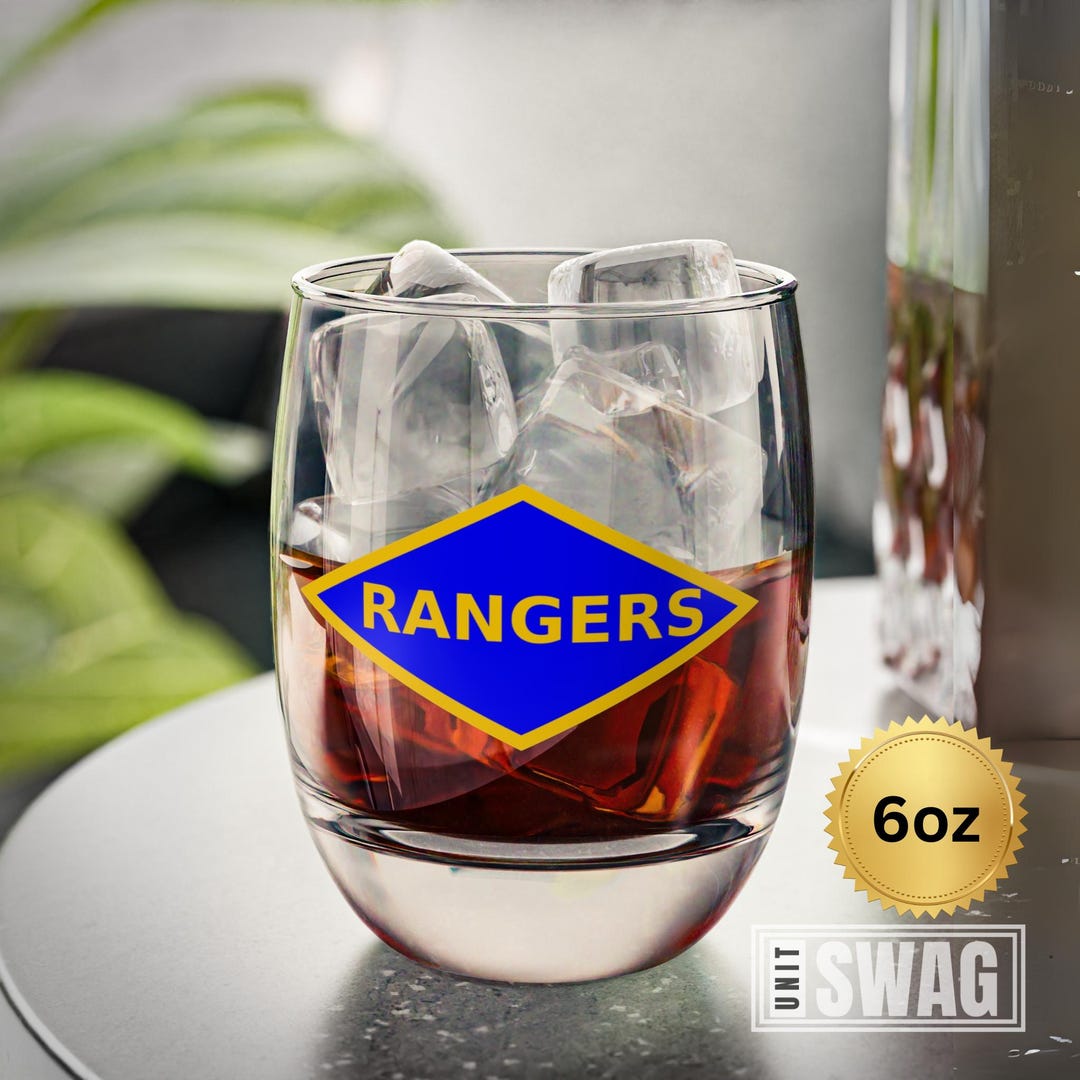 Blue Ranger Diamond, Whiskey Glass, WW2, WWII, RLTW, Ranger Regiment ...