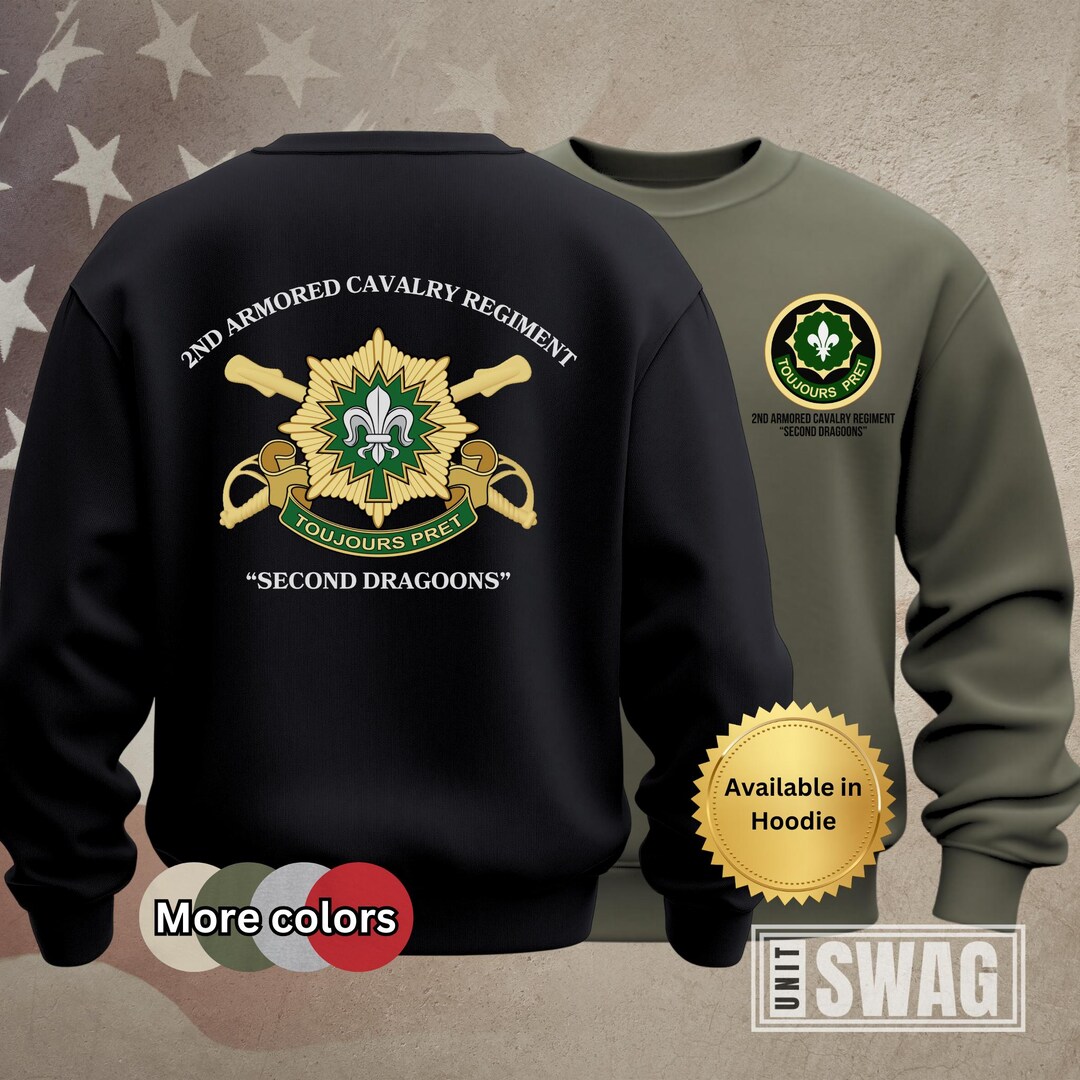 2nd Cavalry Regiment, Sweatshirt, 2 ACR, Second Dragoons, Army Cavalry ...