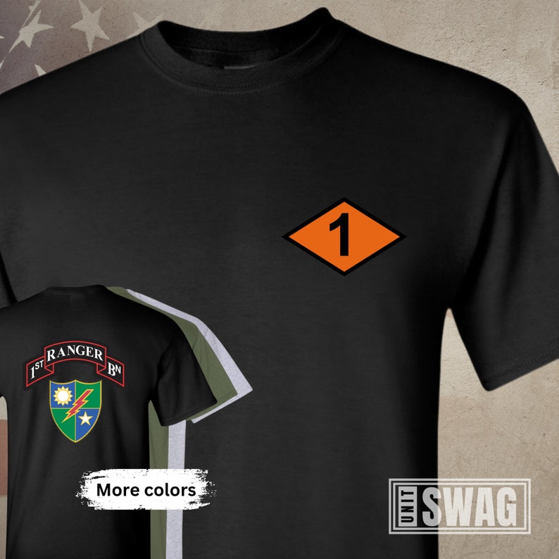 1/75 Ranger Battalion Diamond & DUI T-shirt Front and Back Logo RLTW ...