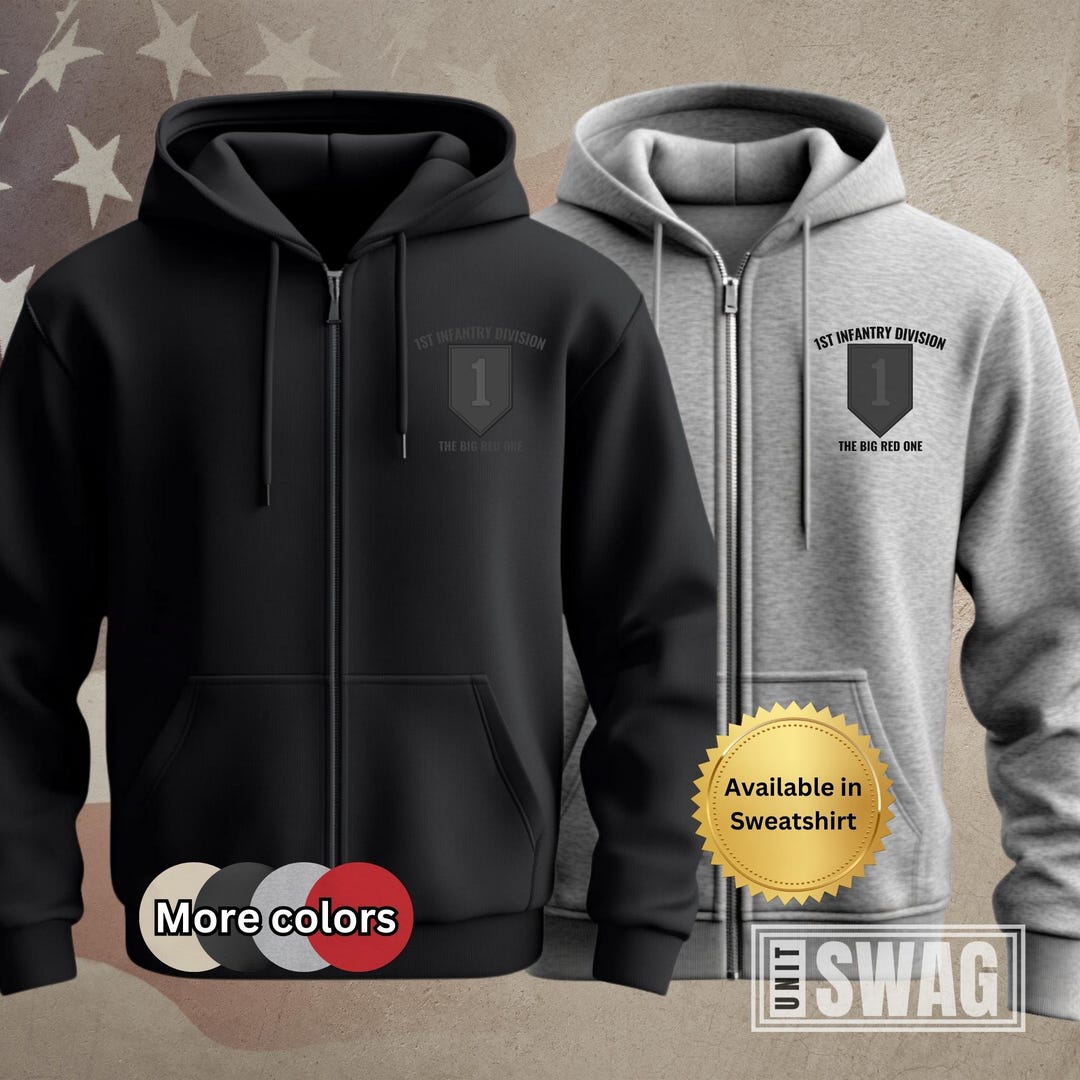 1st Infantry Division, Full Zip, Hoodie, 1 ID, the Big Red One, BRO ...