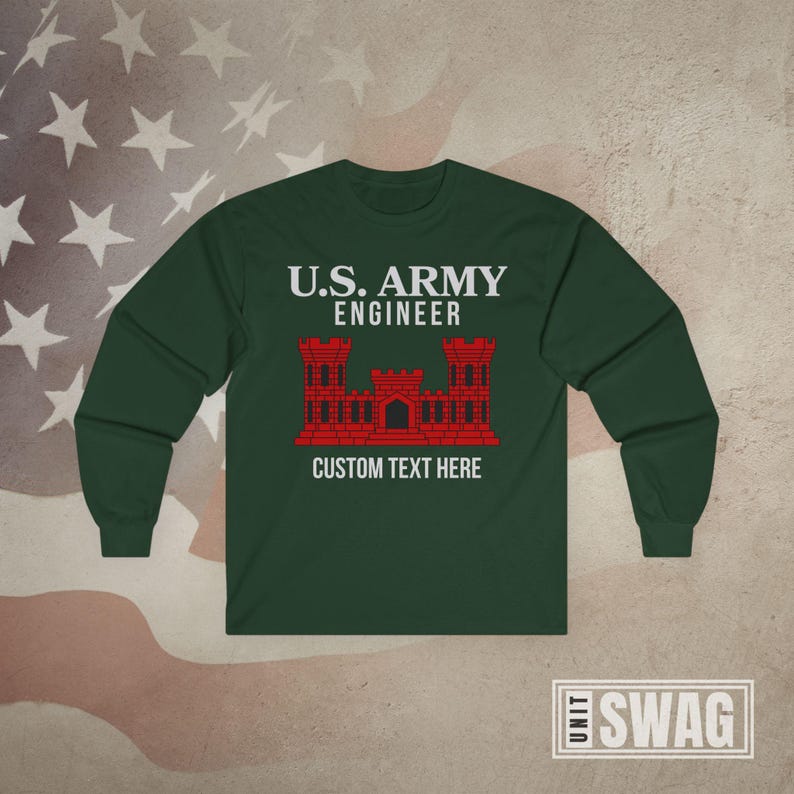 Army Engineer, Long Sleeve, T-shirt, Personalized, Combat Engineer, 12B ...